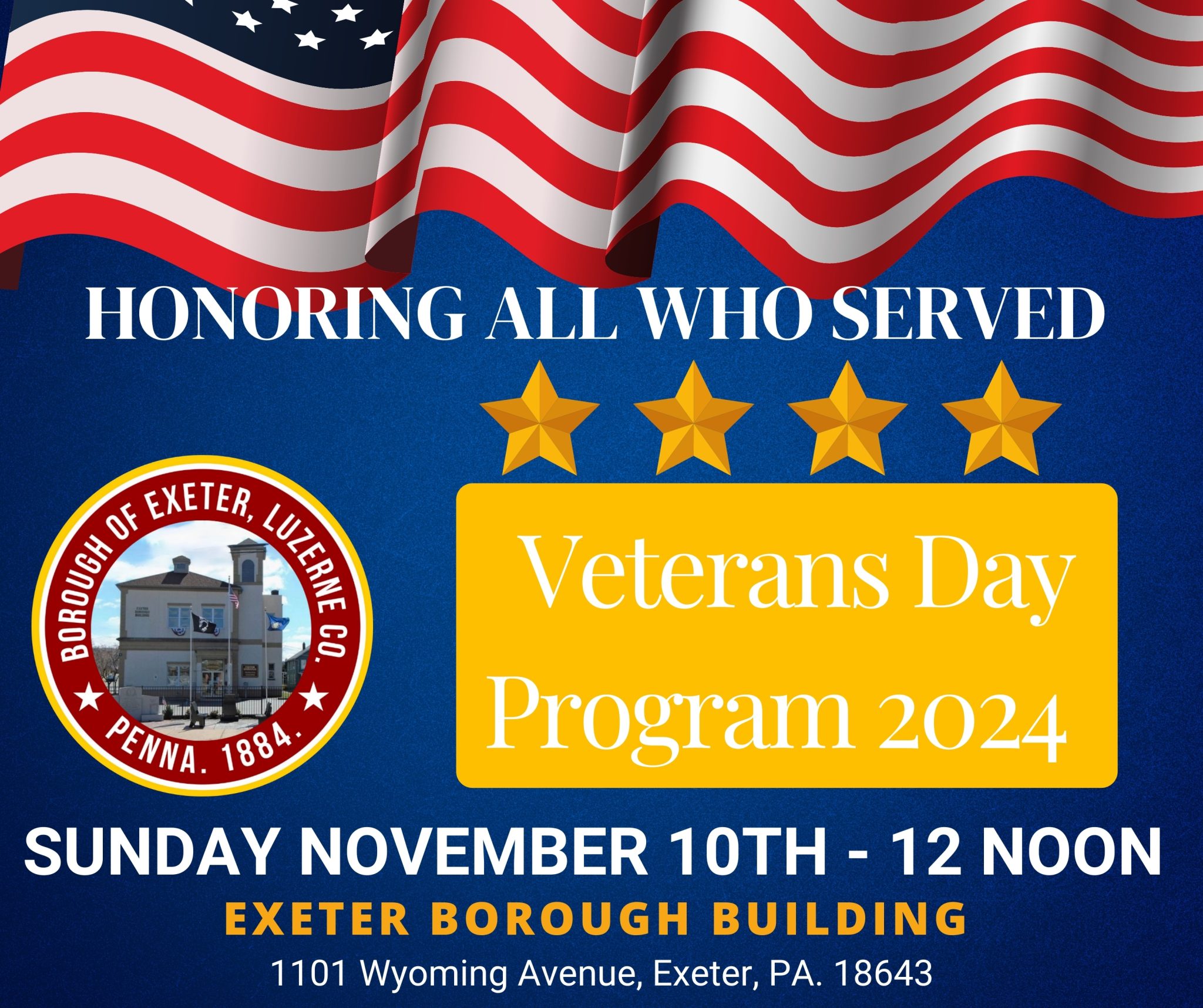 Veterans Day Program – Sunday November 10, 2024 12 Noon – Borough of ...
